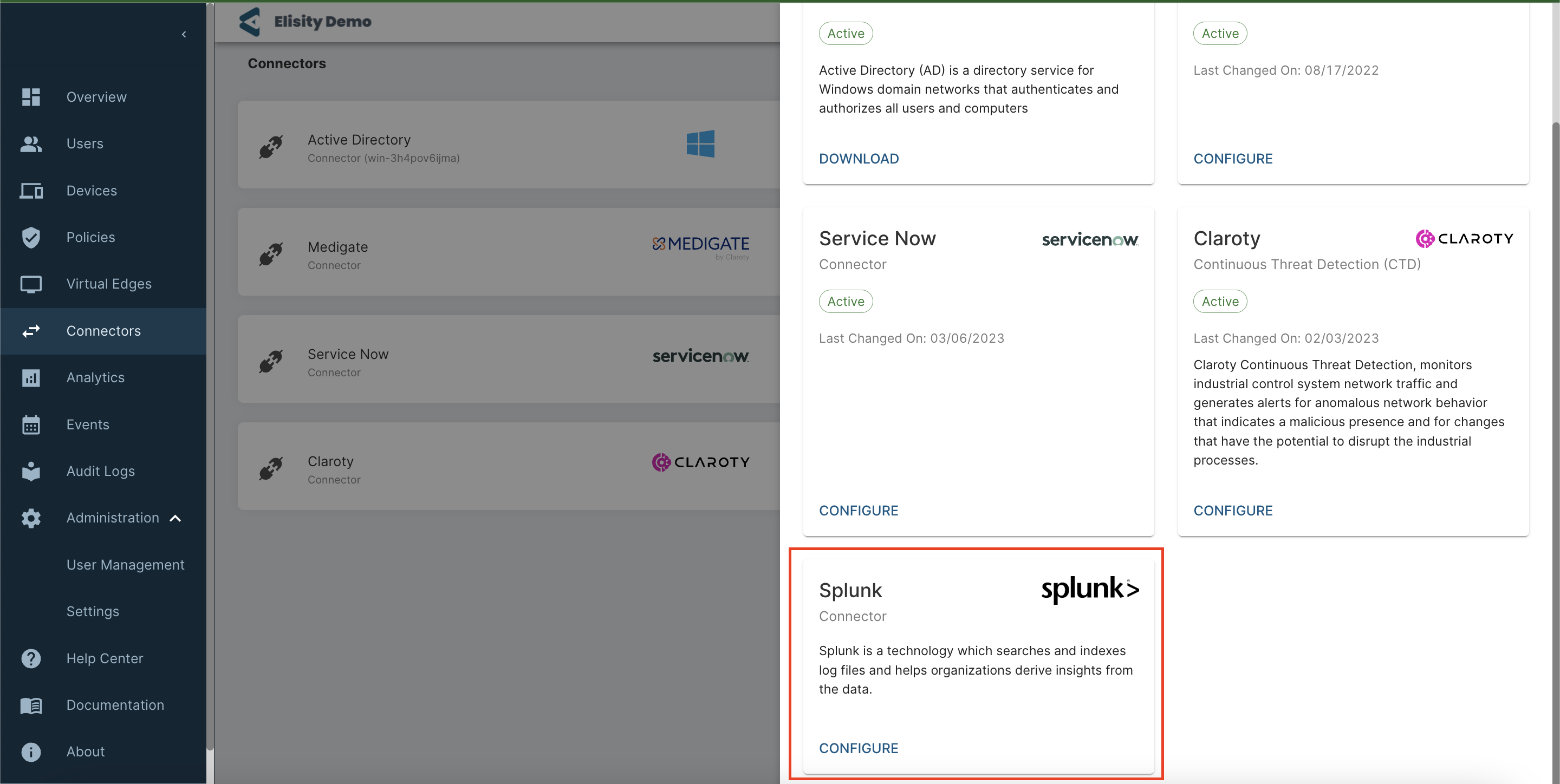 Connect Splunk Siem Elisity 